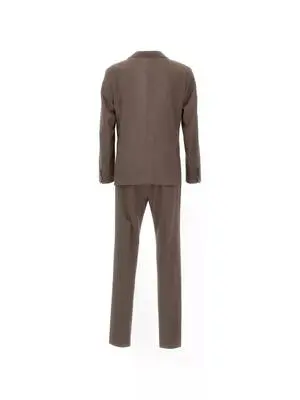 MANUEL RITZ Logo-pin Patch-pocket Suit - Brown