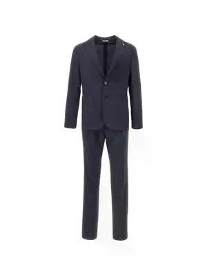 MANUEL RITZ Patch-pocket Logo-pin Suit - Blue