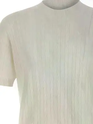 KANGRA Cable-knit Short-sleeve Sweater - White