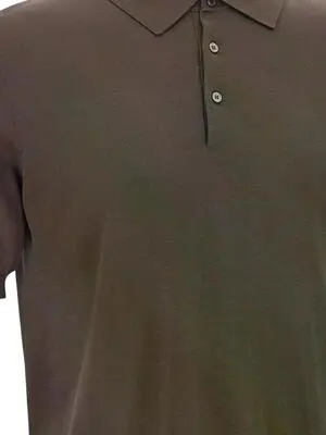 KANGRA Ribbed Short-sleeved Polo Shirt - Brown