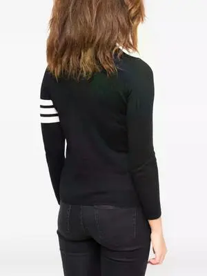 LA ROSE Striped Buttoned Cardigan - Black