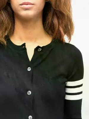 LA ROSE Striped Buttoned Cardigan - Black