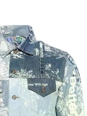BETTER WITH AGE Teresa Patchwork Buttoned Jacket - Blue