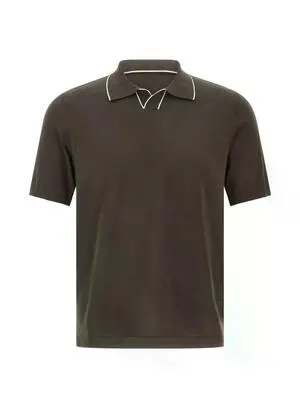 KANGRA Piped-trim Polo-collar T-shirt - Brown