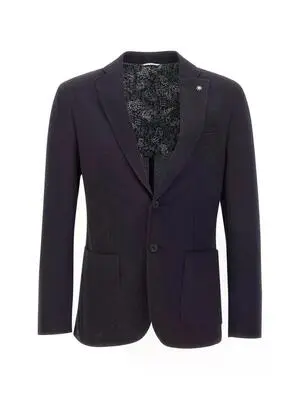 MANUEL RITZ Patch-pocket Star-pin Blazer - Blue