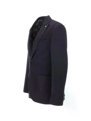 MANUEL RITZ Patch-pocket Star-pin Blazer - Blue