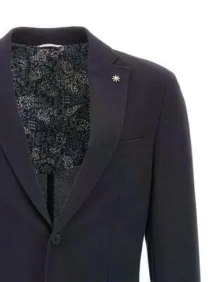 MANUEL RITZ Patch-pocket Star-pin Blazer - Blue