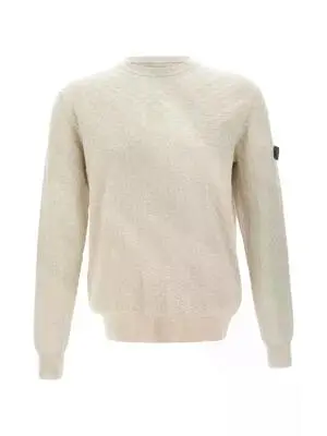 Peuterey Checked-weave Sweater With Logo Patch - Neutrals