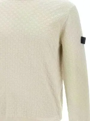 Peuterey Checked-weave Sweater With Logo Patch - Neutrals