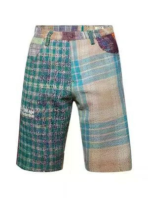 BETTER WITH AGE Isaac Kantha Patchwork Shorts - Blue