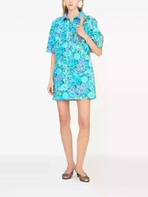 Chloé Floral Print Mini Dress - Blue