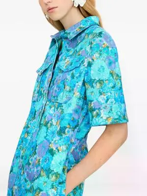 Chloé Floral Print Mini Dress - Blue