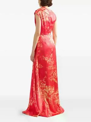 Erdem Floral Draped Maxi Dress