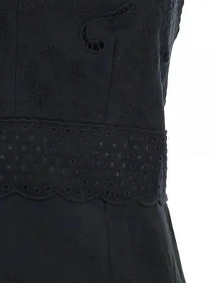 TWINSET Embroidered Eyelet Midi Dress - Black