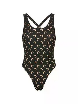 MARINE SERRE Moon-print Swimsuit - Black