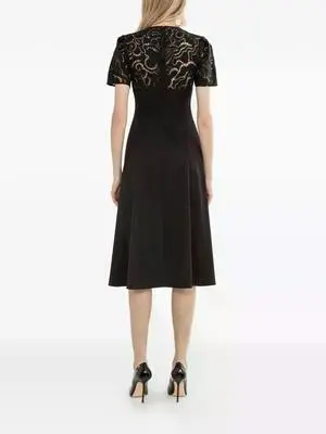 NISSA Floral-embroidery Midi Dress