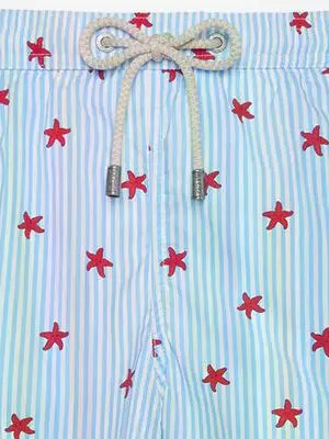 MC2 SAINT BARTH Starfish-print Striped Swim Shorts - Blue