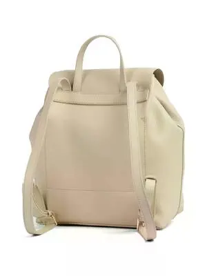 COCCINELLE Drawstring Flap Leather Backpack - Neutrals