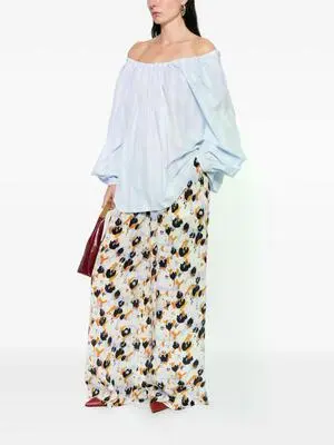 Marni Floral Print Wide Leg Trousers - Neutrals