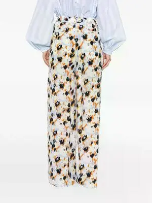 Marni Floral Print Wide Leg Trousers - Neutrals