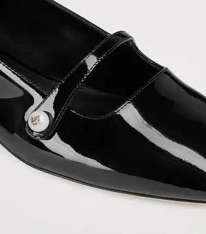 JIMMY CHOO Elisa Leather Ballerina Flats - Black