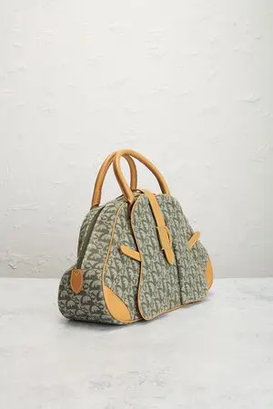 Dior Vintage Diorissimo Double Saddle Bowler Bag - Beige