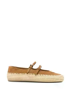 Prada Suede And Raffia Espadrilles With Triangle Logo Detail