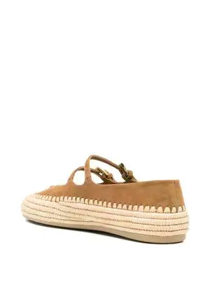 Prada Suede And Raffia Espadrilles With Triangle Logo Detail