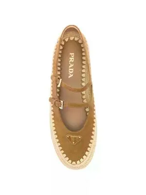 Prada Suede And Raffia Espadrilles With Triangle Logo Detail