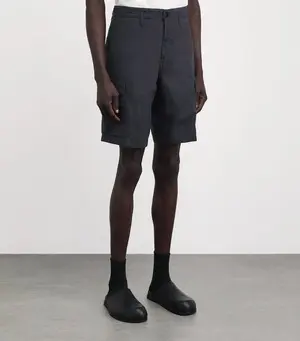 Stone Island Stretch Cotton Cargo Bermuda Shorts - Navy