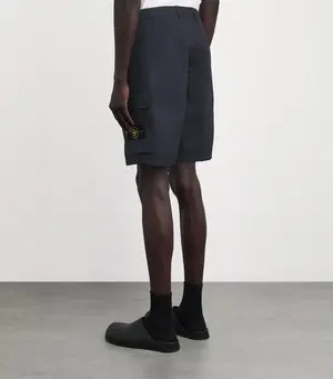 Stone Island Stretch Cotton Cargo Bermuda Shorts - Navy