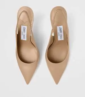 JIMMY CHOO Love 85 Leather Slingback Pumps - Neutral