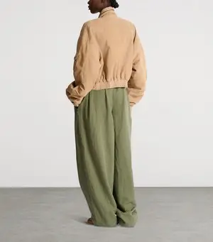 Balmain Suede Bomber Jacket - Beige