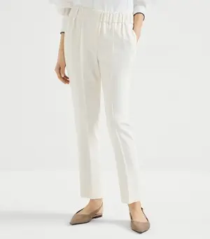 Brunello Cucinelli Crepe Slim Trousers - White