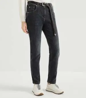 Brunello Cucinelli Stretch-cotton Slim Fit Jeans - Black
