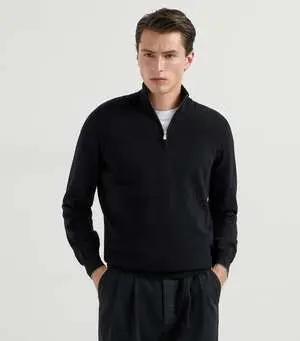 Brunello Cucinelli Cashmere Quarter-zip Sweater - Black