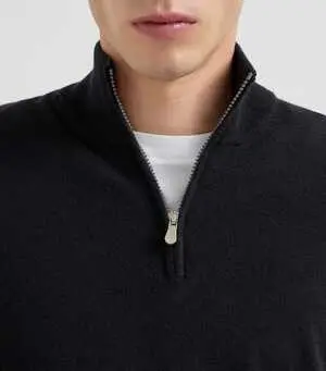 Brunello Cucinelli Cashmere Quarter-zip Sweater - Black