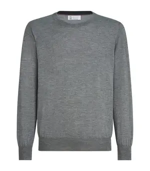 Brunello Cucinelli Cashmere-silk Crew-neck Sweater - Grey