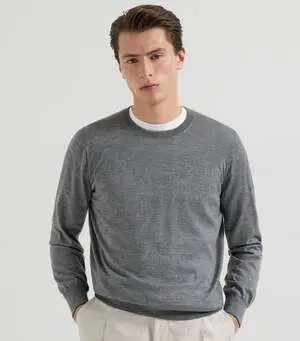 Brunello Cucinelli Cashmere-silk Crew-neck Sweater - Grey