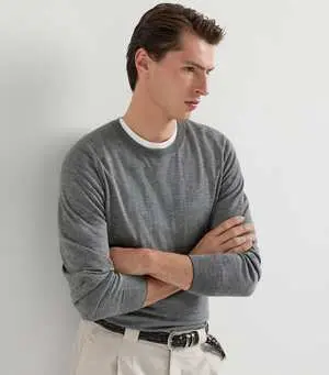 Brunello Cucinelli Cashmere-silk Crew-neck Sweater - Grey