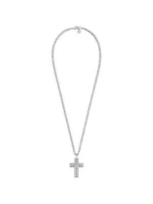 Philipp Plein Crucifix Crystal Necklace - Silver