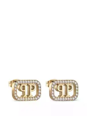 Philipp Plein Lettering Crystal Stud Earrings