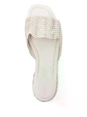 JIMMY CHOO Dina Snakeskin-print Sandals - Neutrals