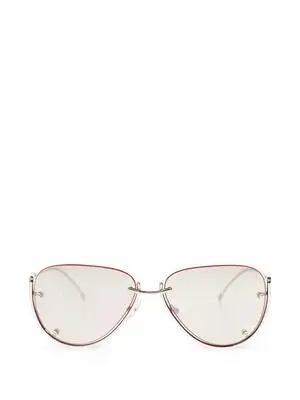 DIESEL® Silver Tone Aviator Sunglasses - Red