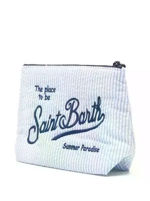 MC2 SAINT BARTH Aline Striped Zip Clutch Bag - Blue