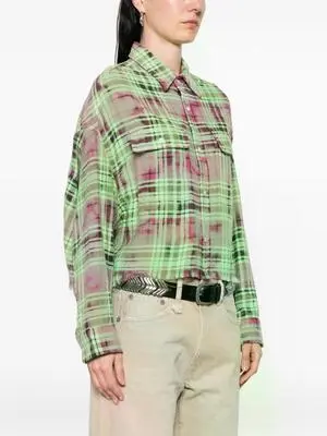 R13 Plaid Frayed Shirt - Green