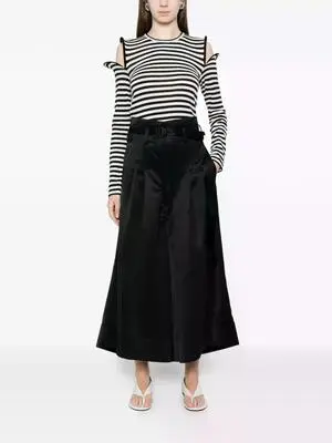 Junya Watanabe Striped Cold-shoulder T-shirt - Black