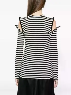 Junya Watanabe Striped Cold-shoulder T-shirt - Black