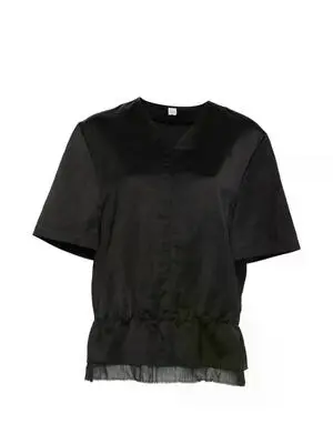 TOTEME Satin V-neck Blouse - Black