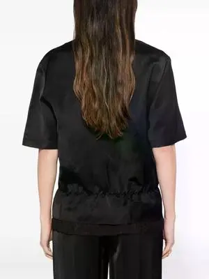 TOTEME Satin V-neck Blouse - Black